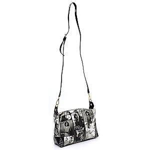 Glossy Magazine Cover Collage 3-in-1 Shoulder Bag Hobo Michelle Obama Handbag (3-Black/White)