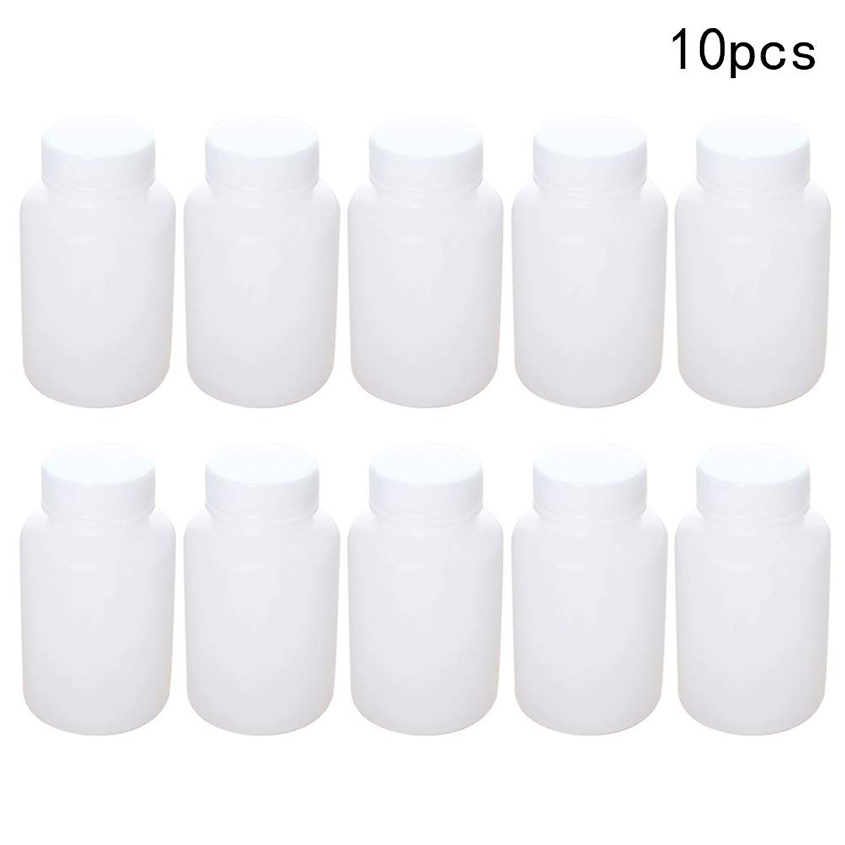 Bettomshin 10Pcs 150ml PE Plastic(Food Grade) Bottles, Wide Mouth Lab Reagent Bottle, Liquid/Solid Sample Seal Sample Storage Container with Graduated Scale