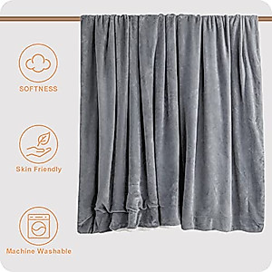 LIANLAM Sherpa Fleece Blanket Twin Size Dual Sided Blanket Super Soft and Warm Fuzzy Plush Cozy Luxury Bed Blankets Microfiber (Grey, Twin(65"x90"))