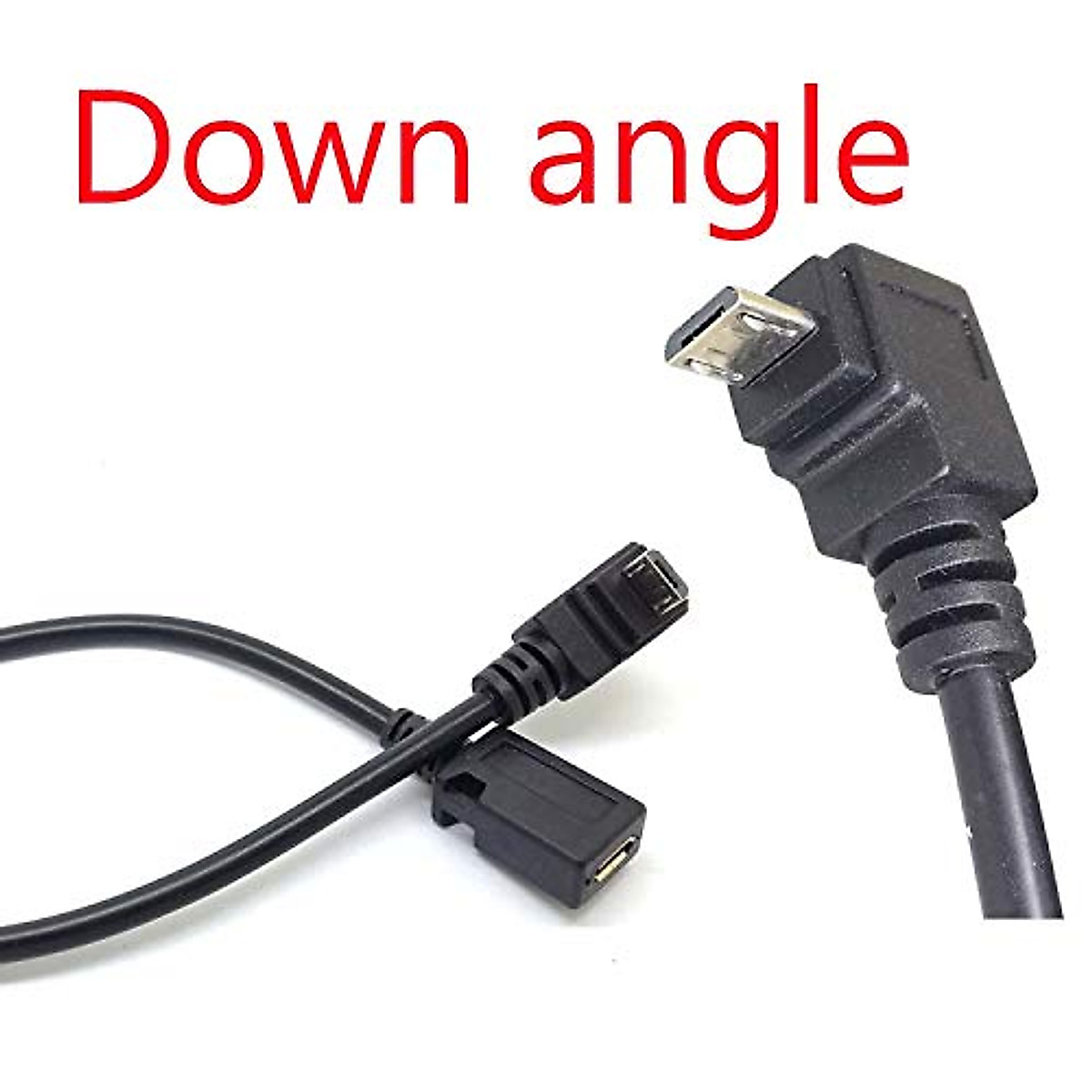 GuangMaoBo 90° Degree Angle USB Micro B 5P Female to 5P Male Left Right Down Up Angled Extension Cable Adapter for Phone Charger Data Sync Tablet Cord Adaptor … (DWON Angle)