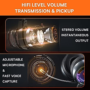 Gaming Headset, LTXHorde RGB PC Headset with Noise Cancelling Microphone, Over Ear Gaming Headphones, Surround Sound, Stereo Bass, LED Lights, Wired Gamer Headset for Laptop, PS4, PS5, Switch, Xbox