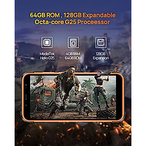 Ulefone Power Armor 16 Pro Rugged Smartphone, 9600mAh Battery, 122dB loudest Speaker, Android 12 4GB+64GB Rugged Phone, 16MP Rear Camera, Built-in Glare Flashlight, 5.93" HD+ Screen, Dual SIM 4G-Black