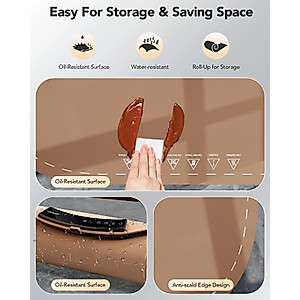 Food Warming Mat, Electric Warming Trays for Food Countertop Buffet, Food Warmers for Parties Food Heating Mat with 9 Temperature Setting & 7.2ft Cable & Foldable (Brown)