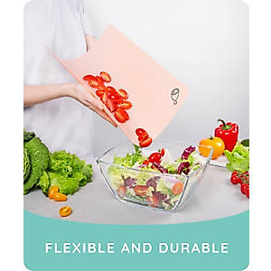 Extra Thin Flexible Cutting Boards for Kitchen - Cutting Mats for Cooking, Colored Cutting Mat Set with Easy-Grip Handles | Non Slip Cutting Sheets, Flexible Plastic Cutting Board Set of 3 (15"x12")