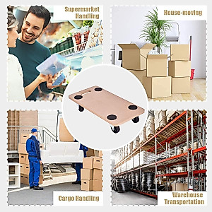 Tandagy Dolly Cart Set of 2 Multipurpose Furniture Mover Heavy Duty Wood Rolling Mover with Wheels Moving Carrier with 22.8" x11.2" Platform Holds 2 * 500 Lbs for Appliances and Boxes (2)