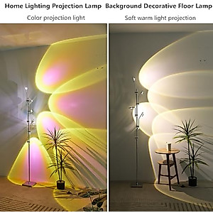 Kardleen Sunset Floor lamp 68in Modern Floor lamp for Living Room，LED Five Head Halo Projector Adjustable Chrome Floor Lamp， Mood Light Ambient Decor Lighting for Bedroom Corner Standing lamp