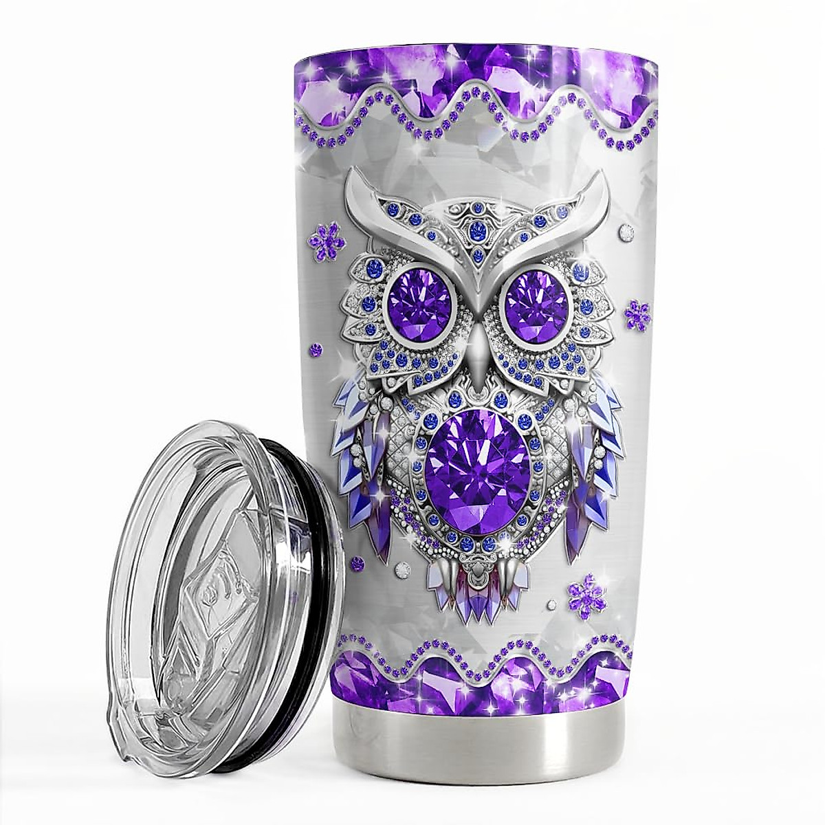 SANDJEST Owls Gifts for Women Girls Owl Tumbler 20oz Jewelry Drawings Stainless Steel Insulated Tumblers Coffee Travel Mug Cup Gift for Birthday Christmas