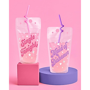 xo, Fetti Bachelorette Party Drink Pouches - 14 pcs | Bach Party Cups, Bridesmaid Names Decorations, Maid of Dishonor Favors, Wife of the Party