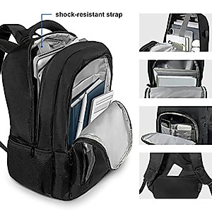 Black Backpack for School College, 15.6 Inch Anti Theft Travel Laptop Backpacks Water Resistant Computer Bag Bookbag with USB Charging Port for Women Men Teen Boys Girls