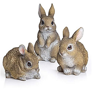 Besti Bunny Statue Yard Garden Decorations (3 Bunnies) | Cute Rabbits Look Great in Any Outdoor Living Space | Small Bunnies Can Also Be Used for Kitchen & Table Decor | 2-7/8 x 4 x 4-1/4 Inches