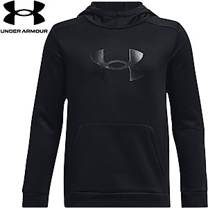 Under Armour boys Armour Fleece Big Logo Hoodie, (001) Black / / Black, Large