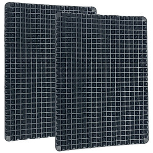 Amy Sport Silicone Baking Mat Cooking Pan 2 Pack Non-Stick Healthy Fat Reducing Sheet For Oven Grilling BBQ (2 Pack Black Large Mat), 16”x11”