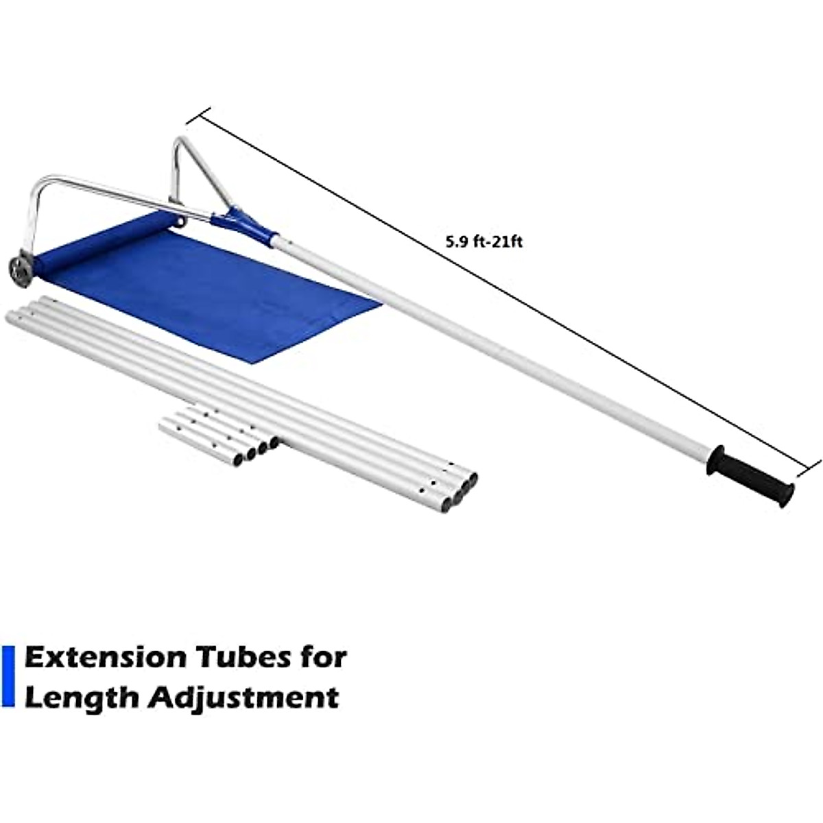 GYMAX Snow Roof Rake, 21FT Aluminum Roof Rake with Extendable Handle & Built-in Wheels, Lightweight Snow Shovel for House Roof Car Snow/Wet Leaf/Dribs Removal