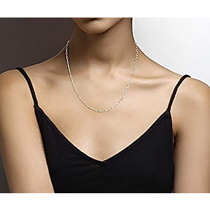Miabella Solid 925 Sterling Silver Italian 2.5mm Paperclip Link Chain Necklace for Women Men, Made in Italy (Length 20 Inches)