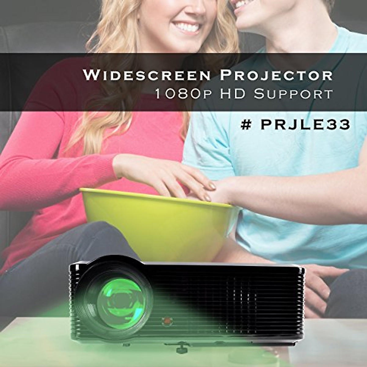 Pyle Updated Video Projector 5” - LCD Panel LED Cinema Home Theater with Built-in Stereo Speakers, 2 HDMI Ports & Keystone Adjustable Picture Projection for TV PC Computer & Laptop - PRJLE33