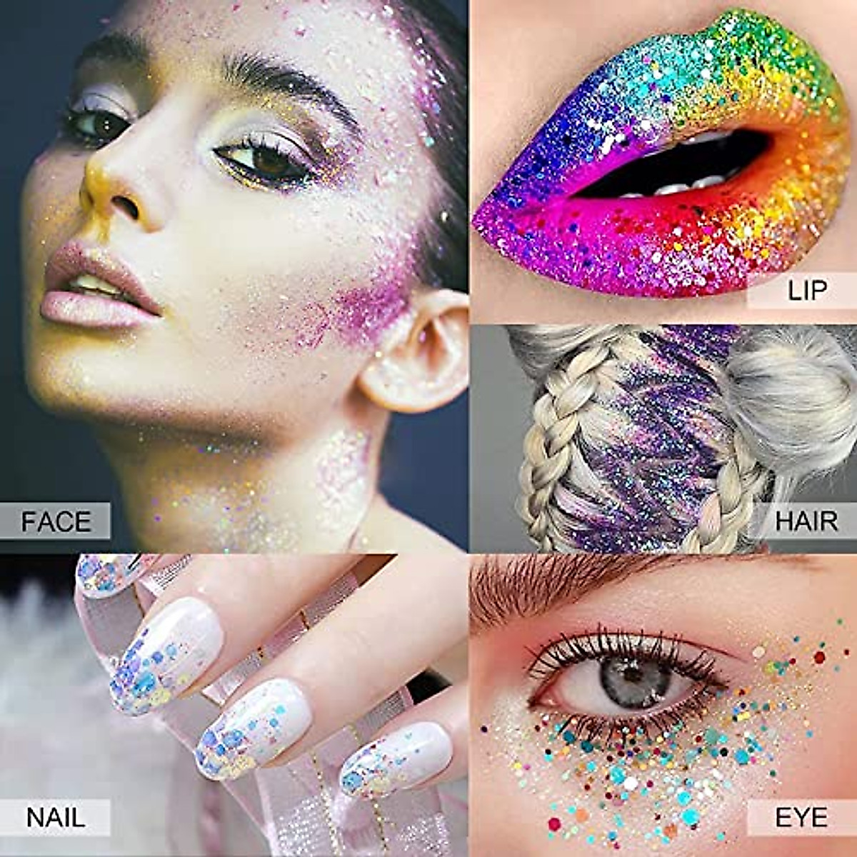 Pexihoap 3 Colors Glitter Body Gel Set, Cosmetic Glitter, Festival Glitter Makeup for Body, Face,and Hair（3 Colors/Set） (Set B: Pink+Light Blue+Yellow)