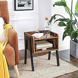 LIRUXUN C Frame Coffee Table Metal Frame Set Wood Vintage Side Table Mobile Living Room Bedroom Furniture