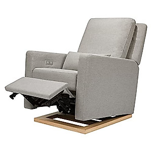 Babyletto Sigi Electronic Power Recliner & Glider with USB Port in Performance Grey Eco-Weave, Water Repellent & Stain Resistant, Greenguard Gold and CertiPUR-US Certified