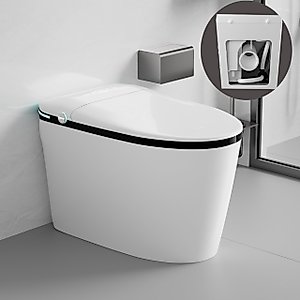WinZo Luxury Rear Discharge Smart Toilet With Bidet Seat, Auto Flush,Warrm Adjusted Heated Seat, Warm Water and Dryer, Night Light,LED Display,Remote Control, Back Outlet, White
