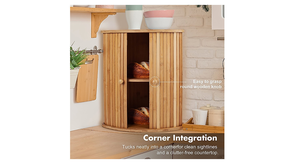 TOMKID Bamboo Bread Box - Stylish and Spacious Storage