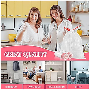 Small Trash Bags 2-4 Gallon Drawstring-Ryobyo 4 Gallon Trash Bag Extra Strong, Small Garbage Bags 4 Gallon Unscented, Stretchy, Quick Cinch for Bathroom Kitchen, White 44 Count