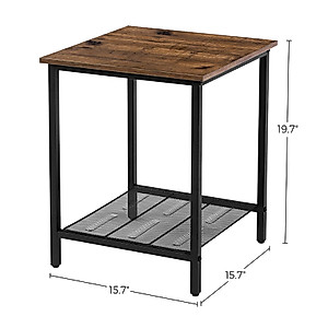 VASAGLE End Table Set of 2, 2-Tier Nightstands Side Table Night Stand Bedside Desk for Small Space in Living Room, Bedroom, Steel Frame, Easy Assembly, 2-Pack, Chestnut Brown, ULET202B17