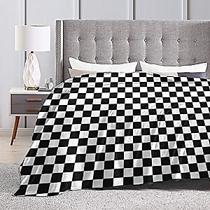 JASMODER Fall Throw Blanket Black White Race Checkered Flag Soft Microfiber Lightweight Cozy Warm Blankets & Throws for Couch Bedroom Living Room