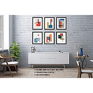 Mid Century Contemporary Wall Art - Modern Abstract Prints - (Set of 6) – 8x10 - Unframed - Minimalism Décor