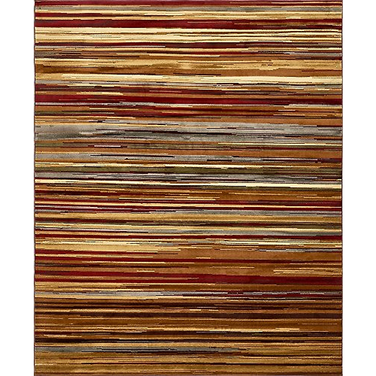 Unique Loom Barista Collection Modern, Abstract, Stripes, Urban, Rustic, Warm Colors Area Rug, 8' 0 x 10' 0 Rectangular, Multi/Beige