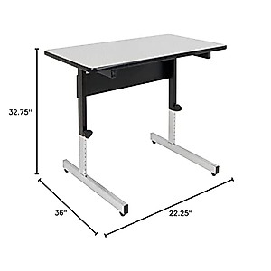 Calico Designs Adapta Height Adjustable Office Desk, All-Purpose Utility Table, Sit to Stand up Home Computer Desk, 23" - 32" in Powder Coated Black Frame and 1" Thick Grey Top, 36 Inch
