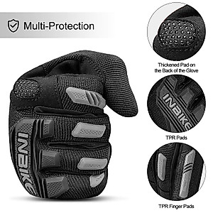 INBIKE MTB Mountain Bike Gloves Touchscreen with Thicken EVA Padded & TPR Knuckle Protection for BMX MX ATV Motorcycle (Medium, Grey)