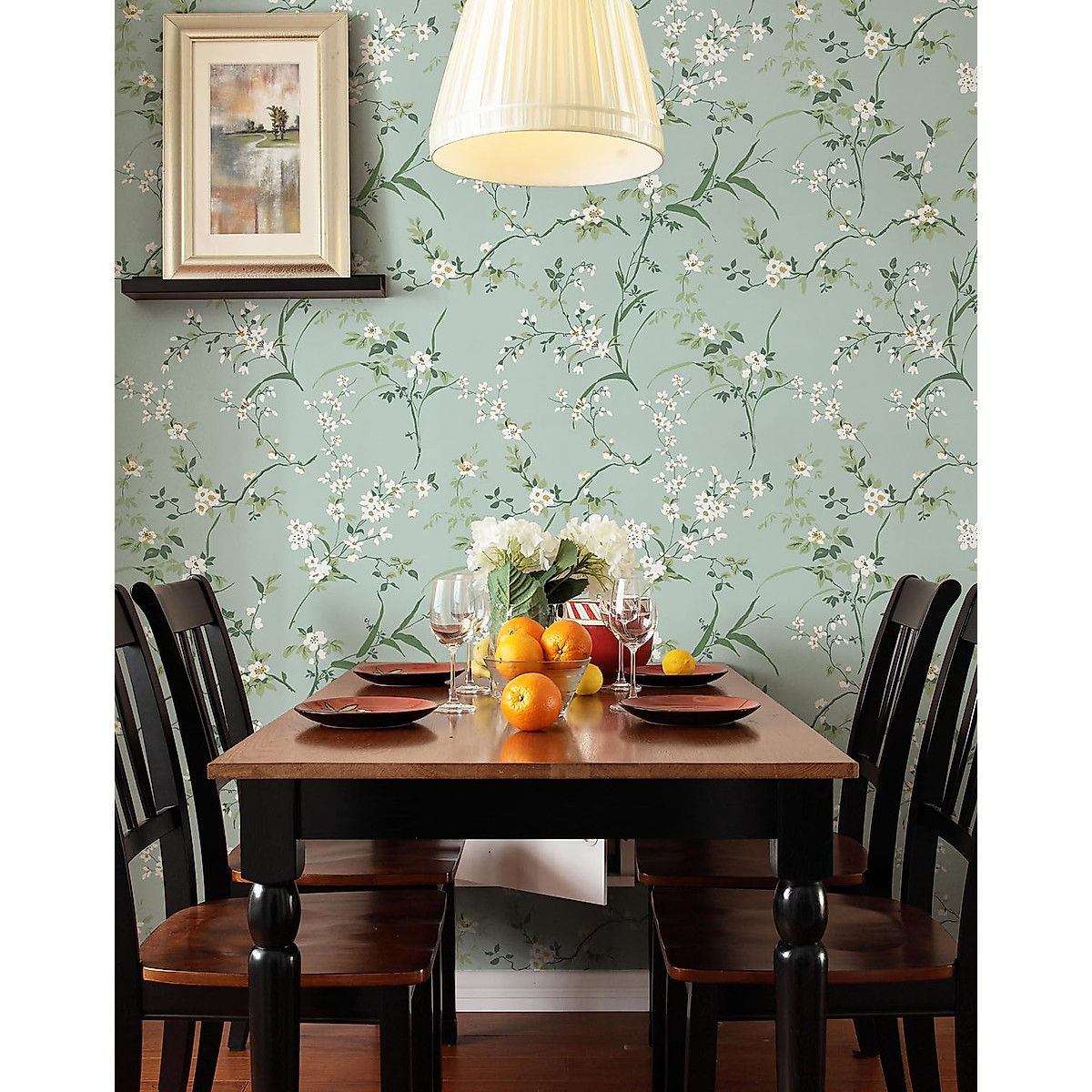 Peel and stick Wallpaper Farmhouse Wild Floral Peel and stick Wallpaper French Peel and Stick Wallpaper Blue Wallpaper for Bedroom Stick on Wallpaper Cabinets Contact Paper (Soft Blue, 17.7" X 78.74")