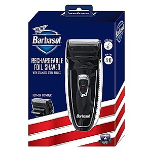Barbasol Rechargeable Electric Foil Shaver with Stainless Steel Blades and Pop Up Trimmer