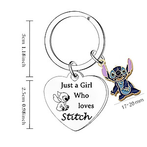 Waeceip Stitch Keychains Stitch Gifts for Girls Stitch Stuff Stitch Gift Ideas Birthday Decorations Gifts for Friends Gifts Just A Girl Who Loves Stitch