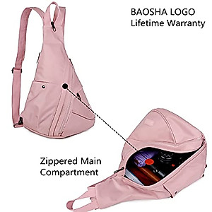 Waterproof Nylon Sling Backpack for Women Convertible Crossbody bag Casual Backpack Purse for Outdoor Travel Hiking XB-10 (Pink)