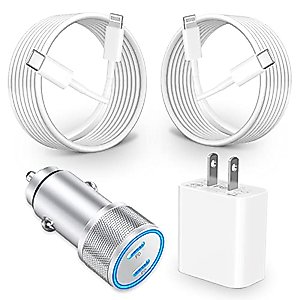 iPhone 14 13 12 11 Car Fast Charger Kit, [Apple MFi Certified] iPhone 20W USBC Wall Charger + 60W Dual USBC Fast Car Charger with 2Pack 6Ft Lightning Cables Quick Charging for iPhone/iPad/Airpods pro