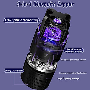 PUBAMALL Indoor Insect Trap, Bug Zapper Indoor, Catcher & Killer for Mosquitos, Gnats, Moths, Fruit Flies, Fruit Fly Traps for Home - Fly Traps Indoor with Suction 02, Black