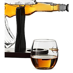 Godinger Whiskey Decanter and Whiskey Glasses Bar Set, Liquor Decanter Gift Set for Scotch Bourbon Wine, Gifts for Men