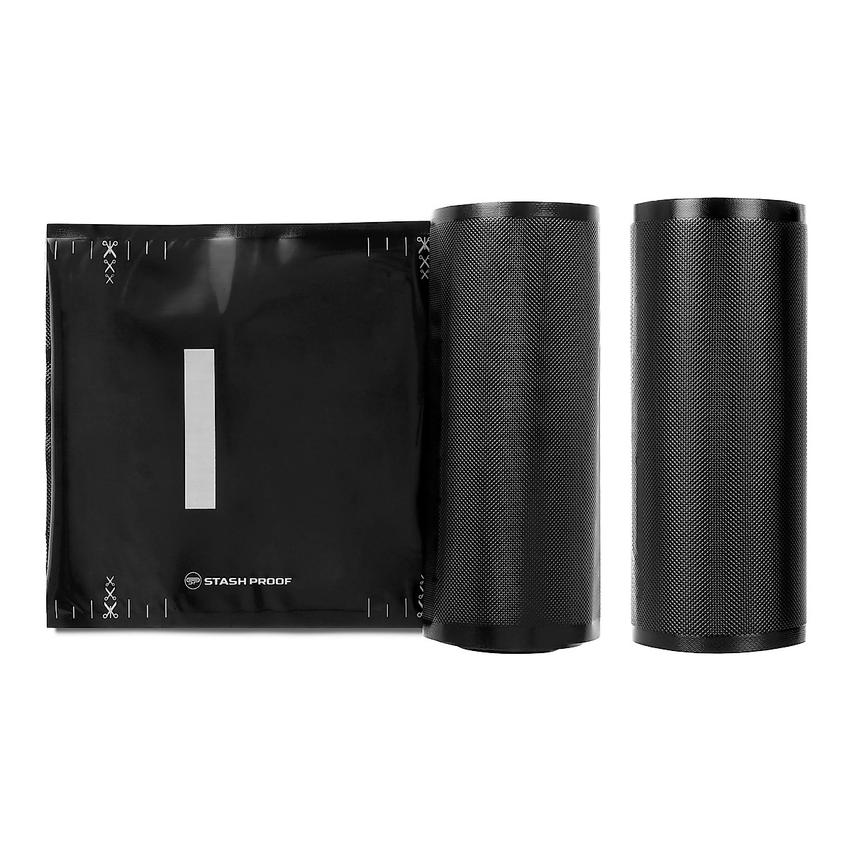 Stash Proof Vacuum Seal Rolls 11" x 50' 2 Pack (100 Feet Total) 5.5 Mil (Black and Black) - BPA Free Commerical Grade Food Saver for Storage, Sous Vide, and Meal Prep Sealer Bag