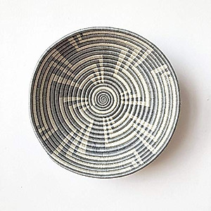 African Basket- Malindi/Rwanda Basket/Woven Bowl/Sisal & Sweetgrass Basket/Blue-Gray, White