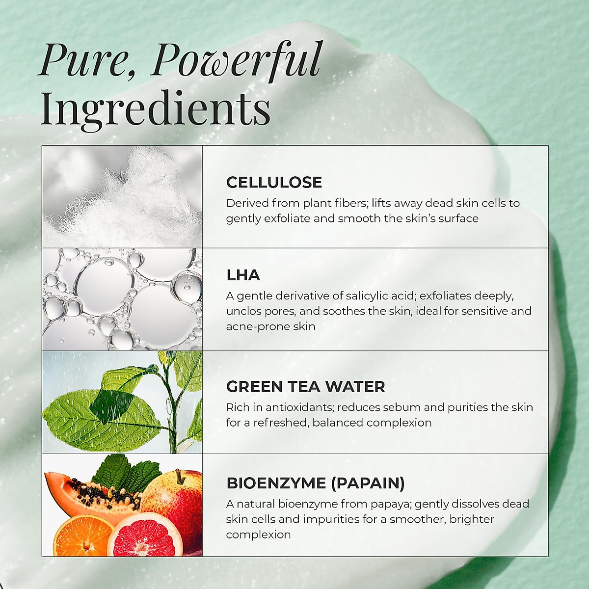 MOTHER MADE Exfoliating Vegan Facial Peeling Gel with Green Tea, Vitamin E, Hyaluronic Acid, 3.38 fl. oz.| Gentle Natural Face Scrub Exfoliator, Cleansing, Physical Peel, Korean Skincare