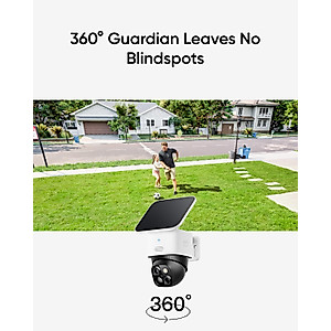 eufy Security SoloCam S340, Solar Security Cameras Wireless Outdoor, Cameras for Home Security, 360° Pan & Tilt Surveillance, No Blind Spots, 2.4 GHz Wi-Fi, No Monthly Fee, HomeBase S380 Compatible