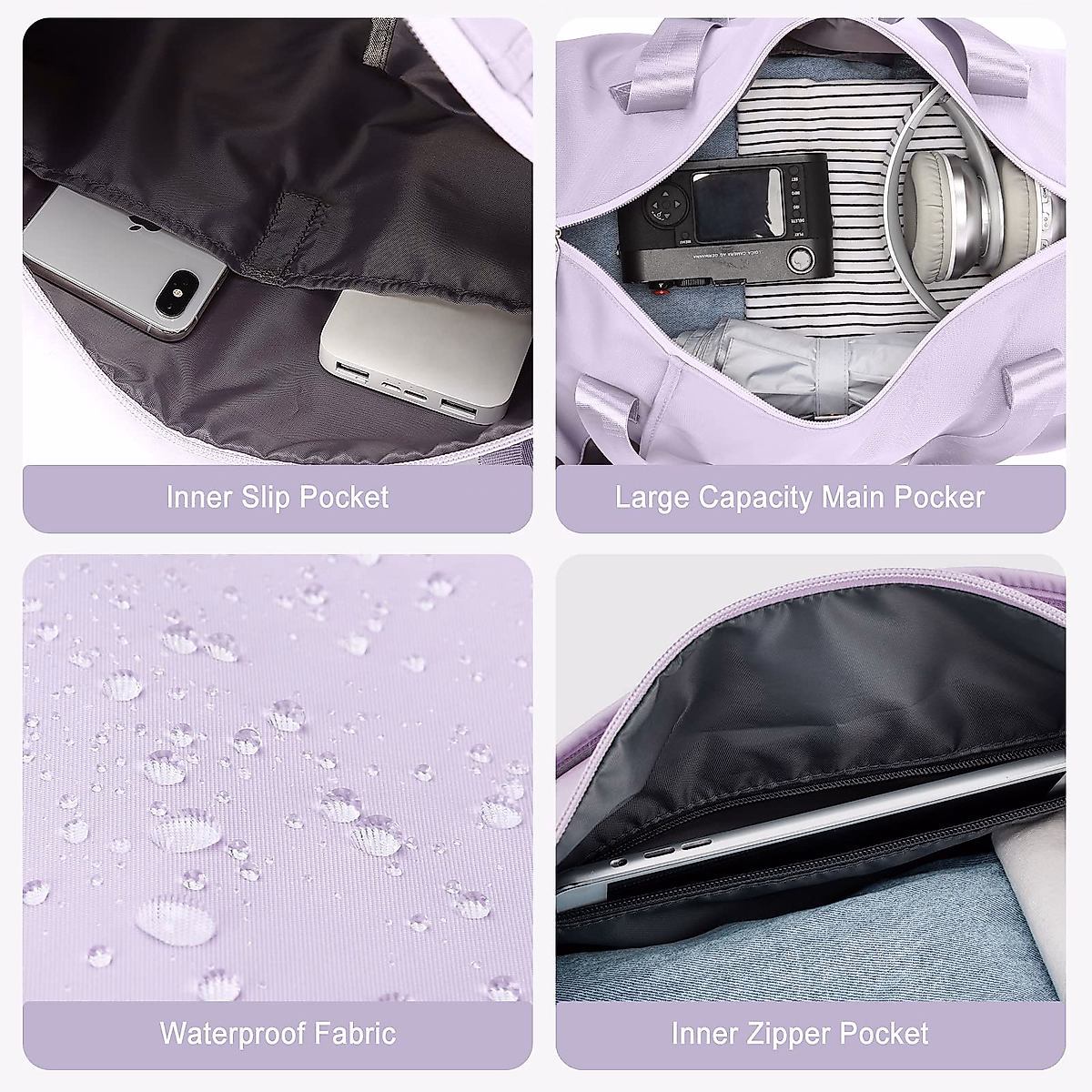 Gym Bag for Women Mens with Wet & Shoe Compartment,Small Duffle Bag for Travel Sport Gym Tote Bags Workout Bag Overnight Weekender Bag Carry on Travel Bag PURPLE