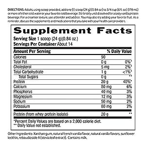 Biochem 100% Whey Sugar-Free Vanilla 20g, 11.8oz, Certified Vegetarian, Certified Gluten Free, Certified Non-GMO Tested, Keto Friendly, Grass-Fed