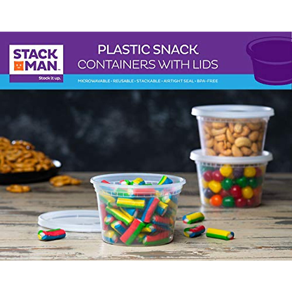 [48 Sets -16 oz.] Plastic Deli Food Storage Containers with Airtight Lids - Soup Containers with Lids