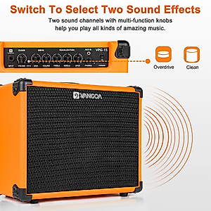 Vangoa Electric Guitar Amplifier, 10W Guitar Practice Small Amp Mini Portable Guitar Amp with Headphone Jack and Distortion Tone, Pink