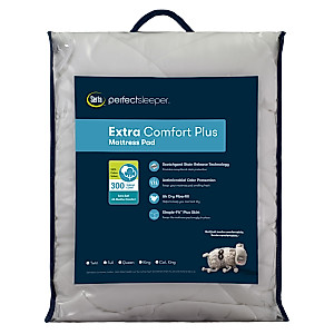 SERTA Extra Comfort Fiber Fill Cooling Fitted Mattress Pad Cover, Twin, White