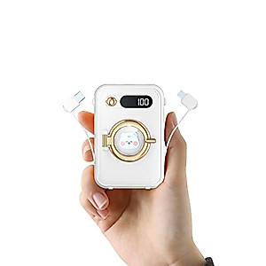TTVCER Portable Charger 10000mAh, 22.5W USB C Small Cute Power Bank Fast Charging Compact Battery Pack with Built in 2 Cables and Precise led Digital Display,Compatible with iPhone,Tablet,Samsung