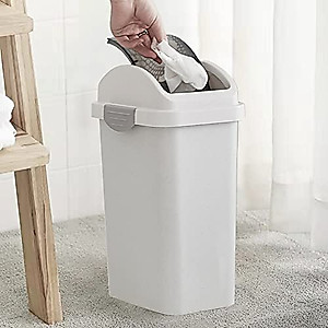Yingliqi Slim Trash Can with Swing Lid, Plastic Trash Bin for Kitchen, Waste Bin for Narrow Space, Bathroom, 11 Liter