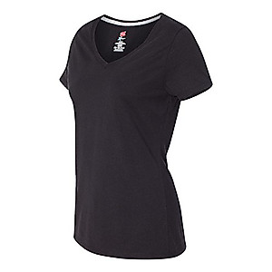 Hanes womens X-temp V-neck T-shirt novelty t shirts, Black, X-Large US
